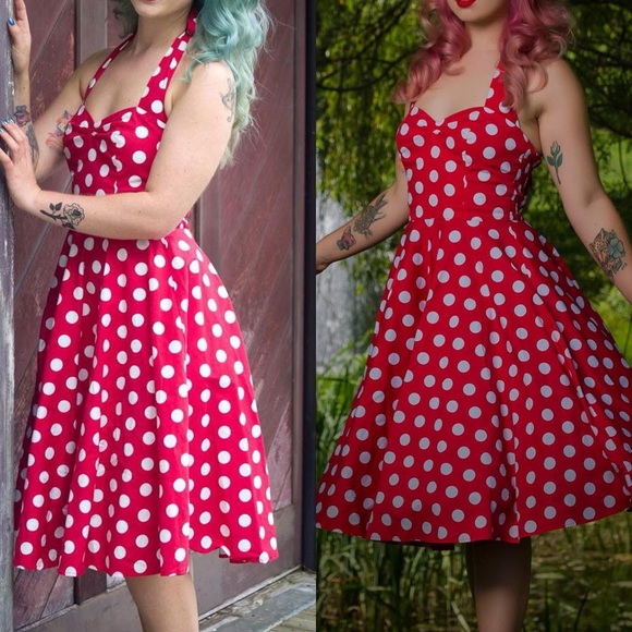 Hell Bunny | Dresses | Hell Bunny Vixen Red Polkadot Pinup Rockabilly ...